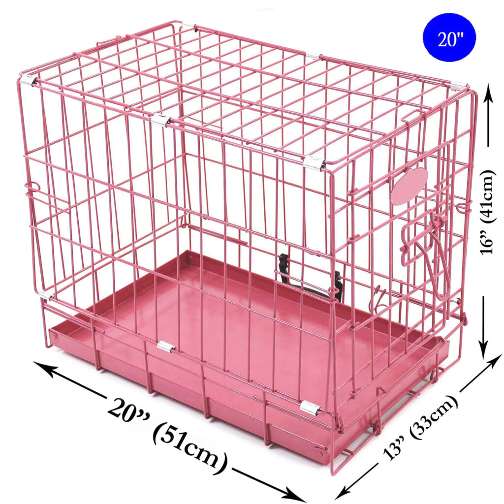 Pink Foldable Dog Cage with Faux Fur Bed - Welcome to Actiaspet