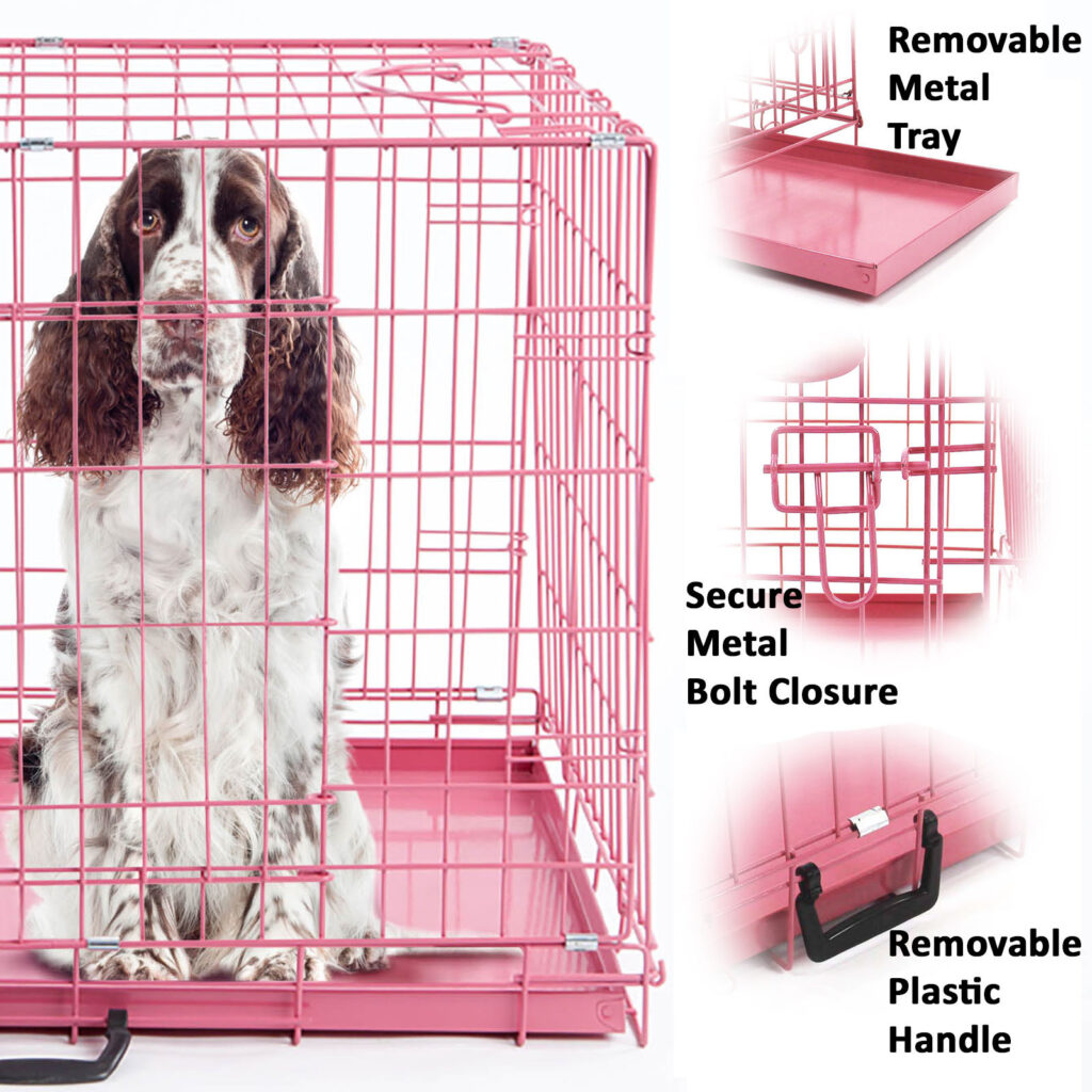 Pink Foldable Dog Cage with Faux Fur Bed - Welcome to Actiaspet